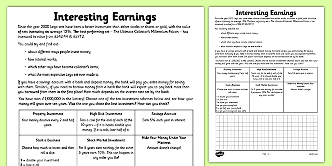 Interesting Earnings Interest Calculation Worksheet / Worksheet