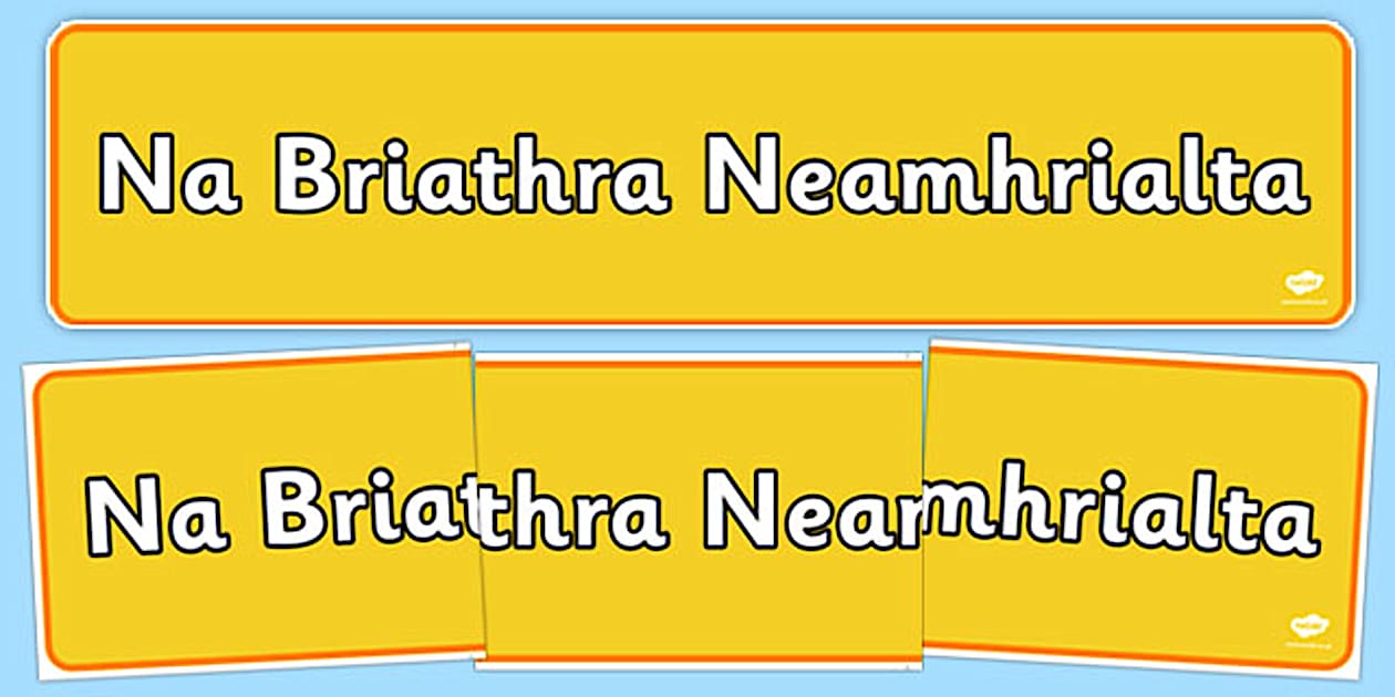Gaeilge Briathra Neamhrialta Banner (teacher made) - Twinkl