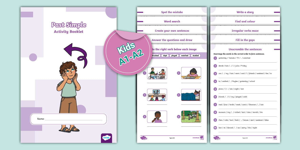 ESL Past Simple Activity Booklet [Kids, A1-A2] - Twinkl