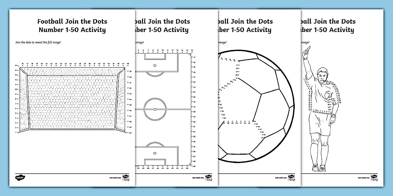 Football Join the Dots Number 1-50 Activity (teacher made)