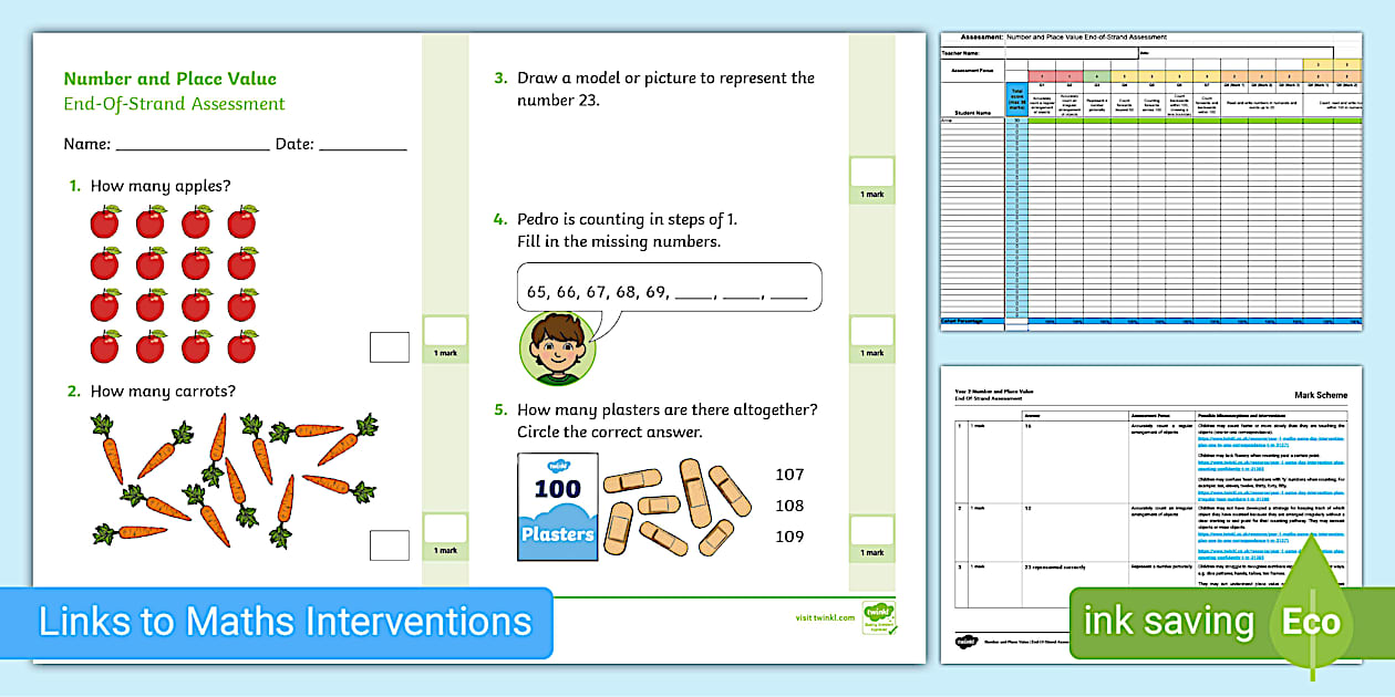 👉 End-Of-Unit Place Value Assessment Year 1 | Twinkl | Maths