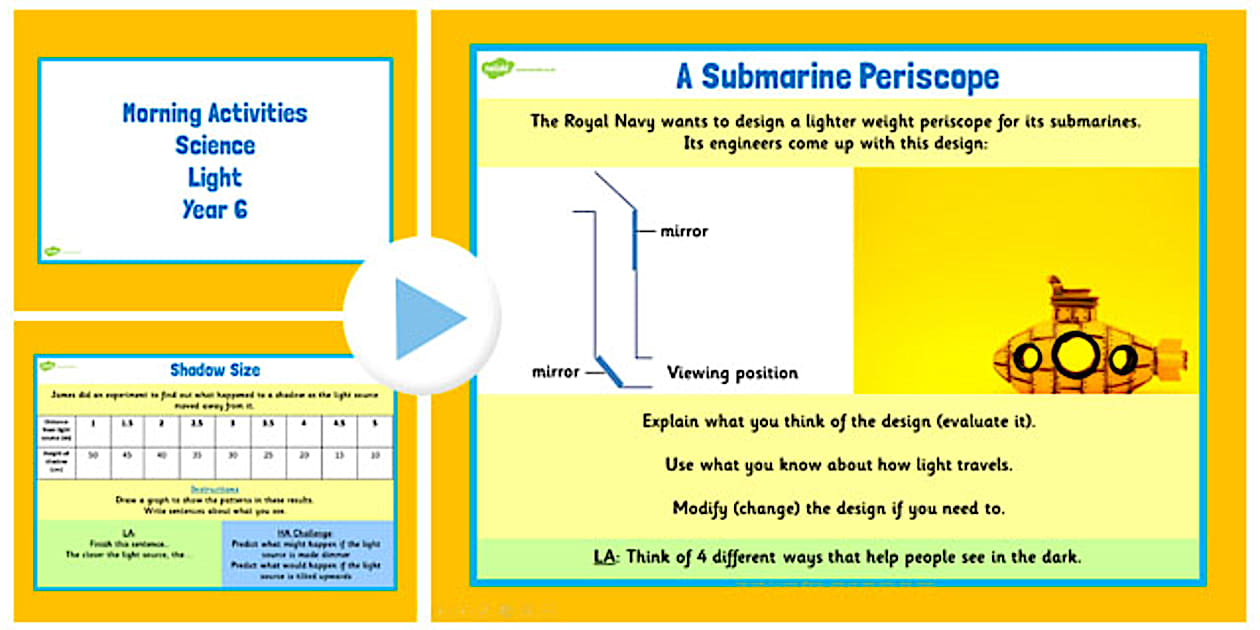 Year 6 Early Morning Science Activities Light - Twinkl