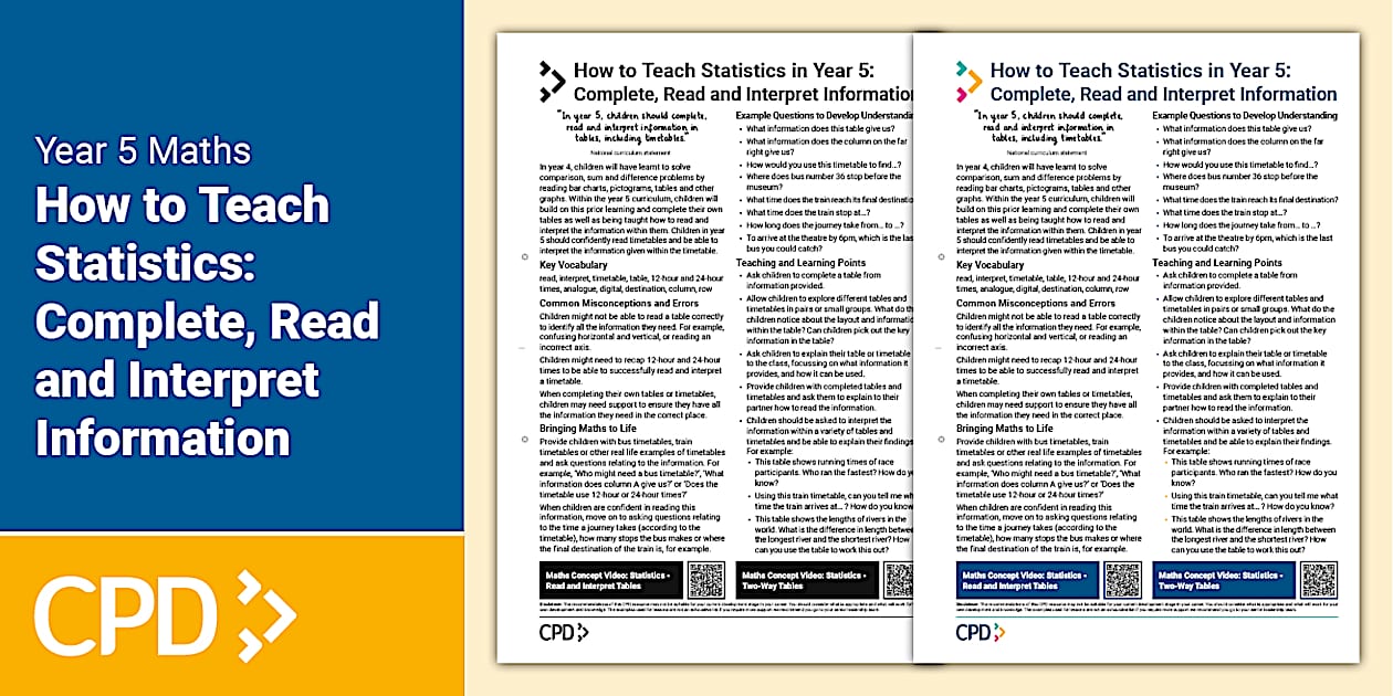 How to Teach Statistics in Year 5: Complete, Read and Interpret Information