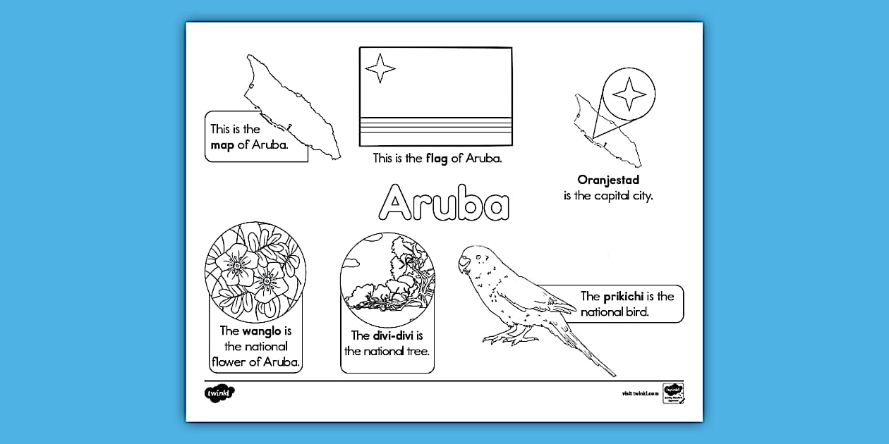 Aruba Facts Coloring Sheet (Teacher-Made) - Twinkl