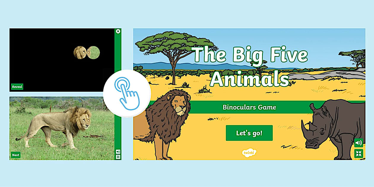 Wild Animals - Interactive Game: Big Five Animals Binoculars Game