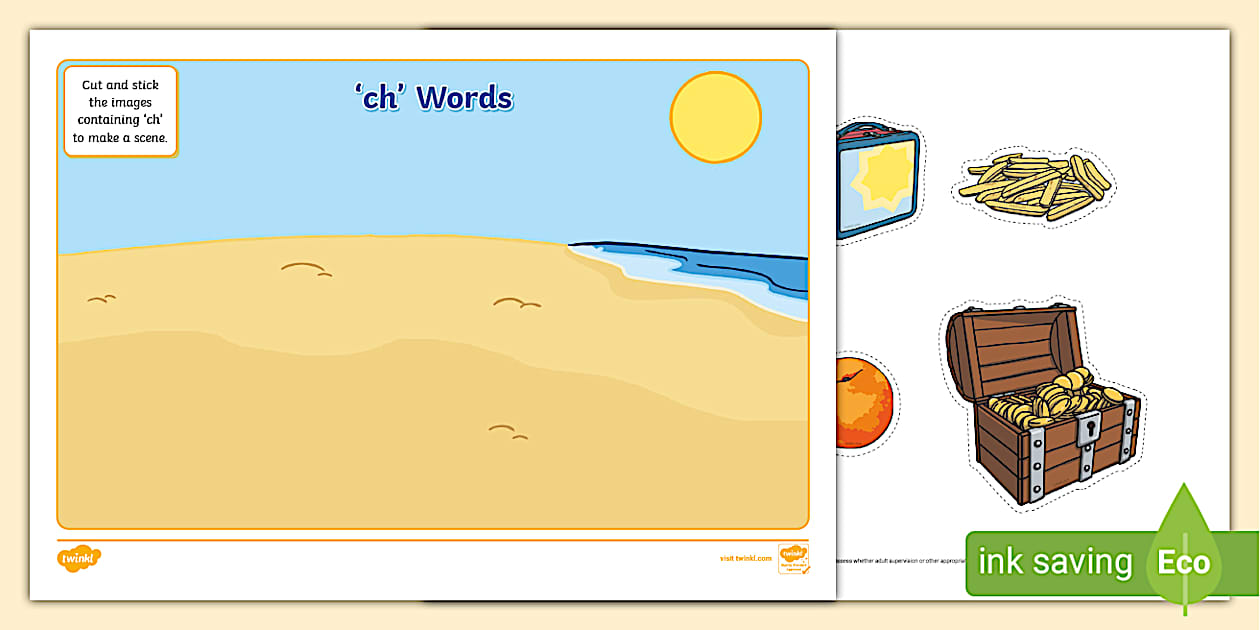 'ch' Cut and Stick Scene (teacher made) - Twinkl