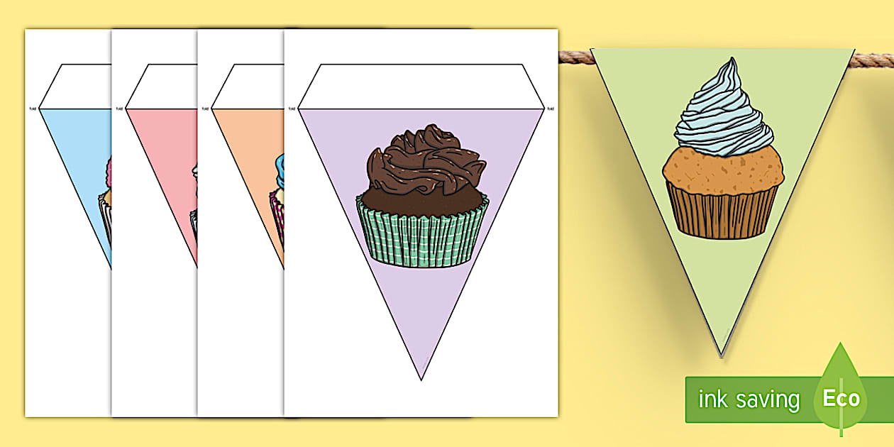 Cupcake Themed Display Bunting (teacher made) - Twinkl