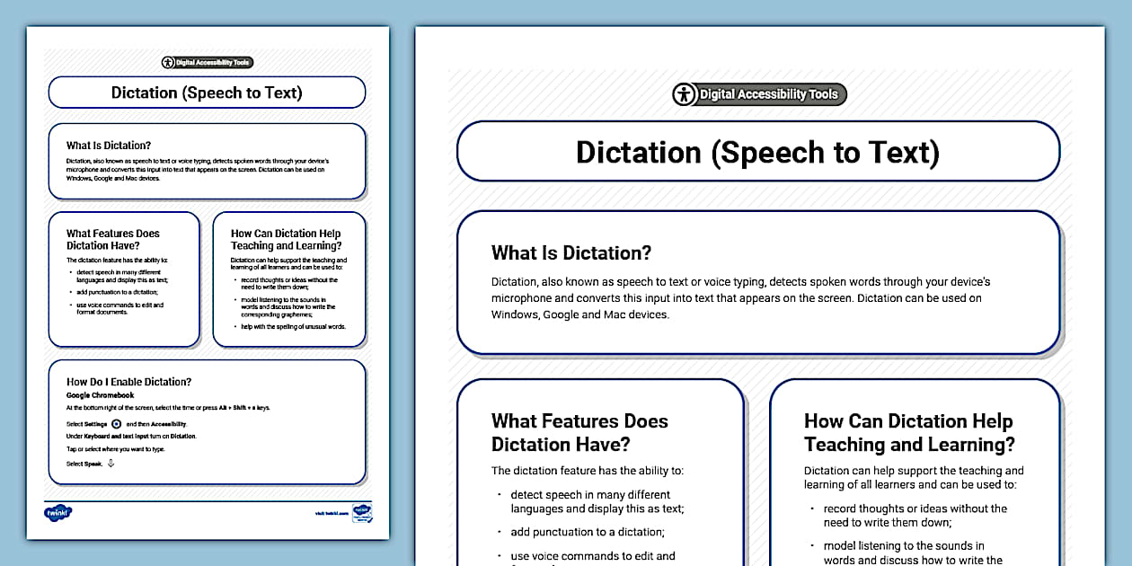 Dictation Digital Accessibility Tool Information Sheet