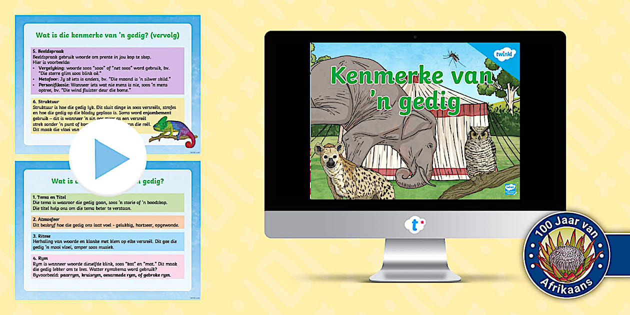 Kenmerke van 'n Gedig: PowerPoint met Vrae en Antwoorde