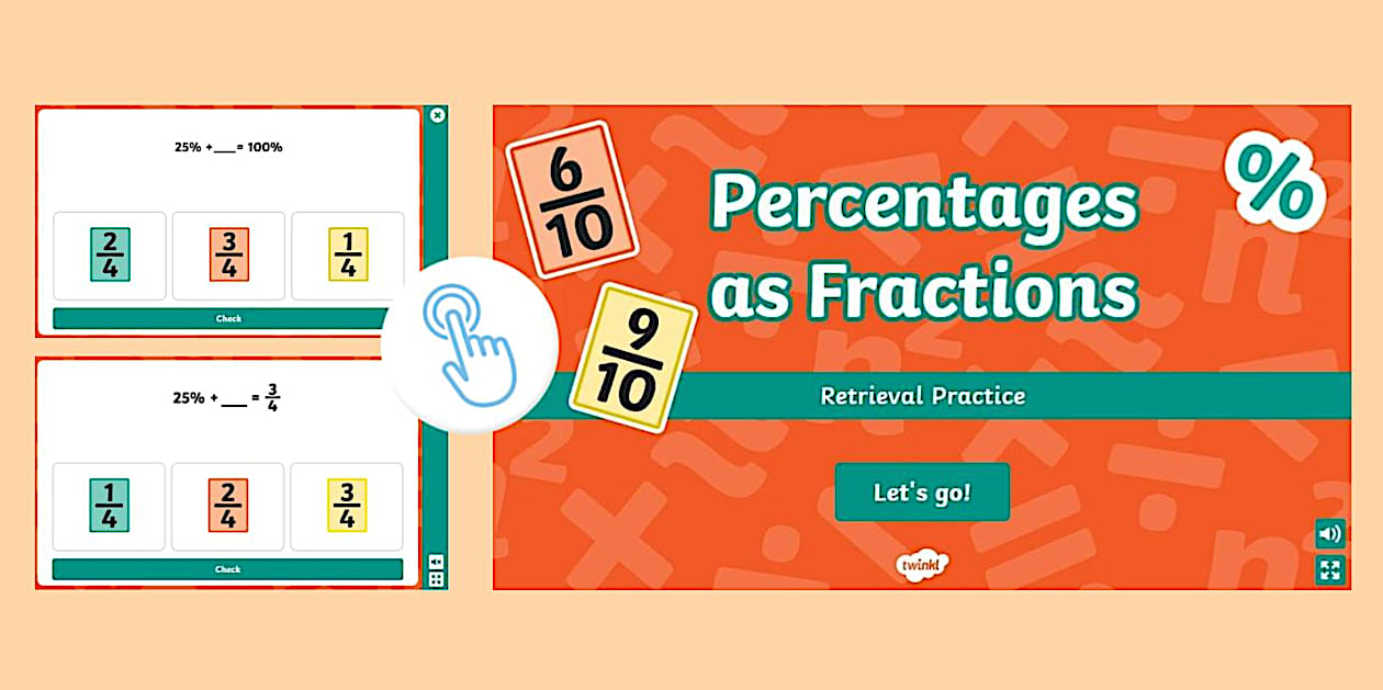 👉 Retrieval Practice: Percentages as Fractions Interactive Quiz