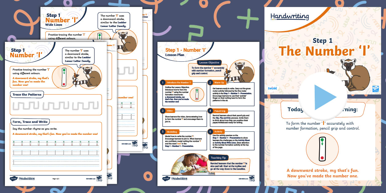 Twinkl Handwriting Scheme: Step 1 The Number 1 Pack