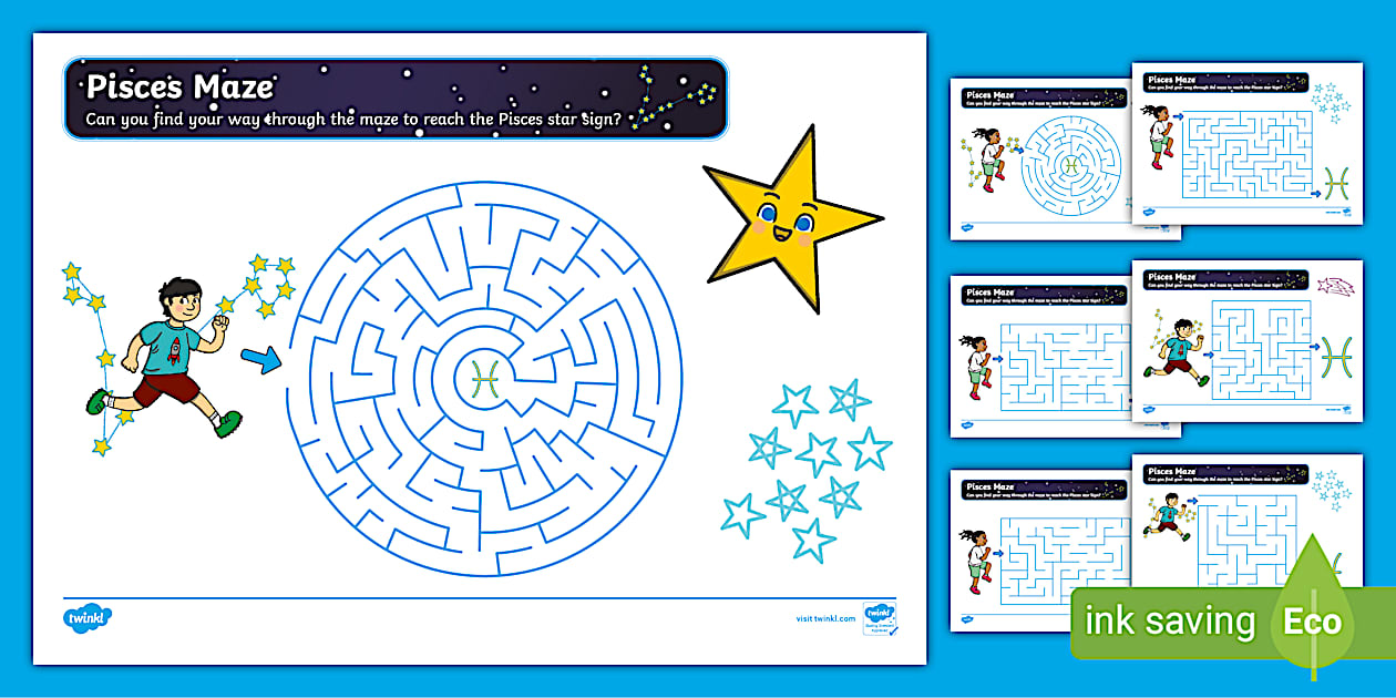 Pisces Maze Activity Worksheets | Twinkl | KS1 | Maze