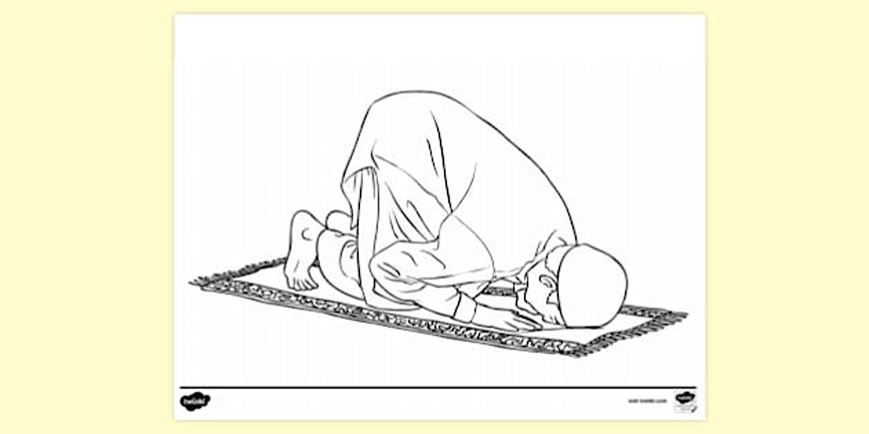 Muslim Prayer Rakat Colouring | Colouring Sheets - Twinkl