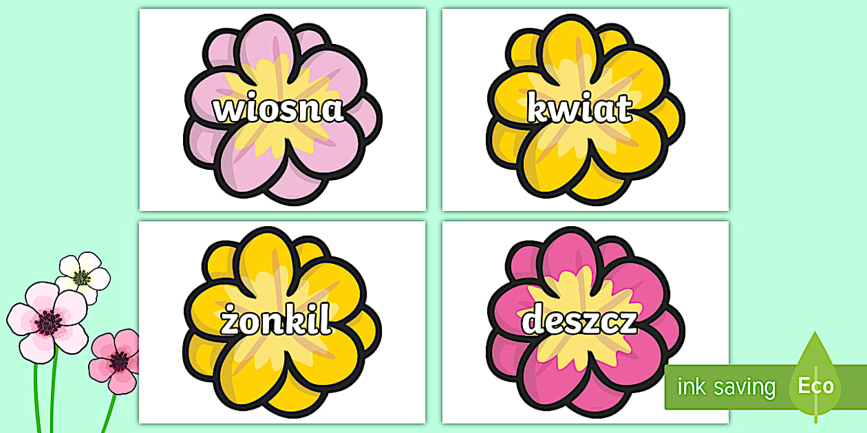 Wiosenne slownictwo na kwiatkach (Teacher-Made) - Twinkl