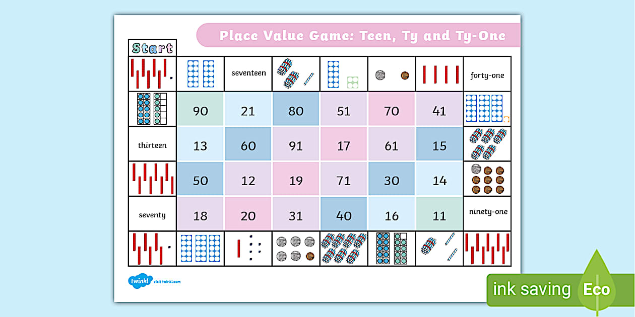 👉 KS1 Place Value Game: Teen, Ty and Ty- One Numbers