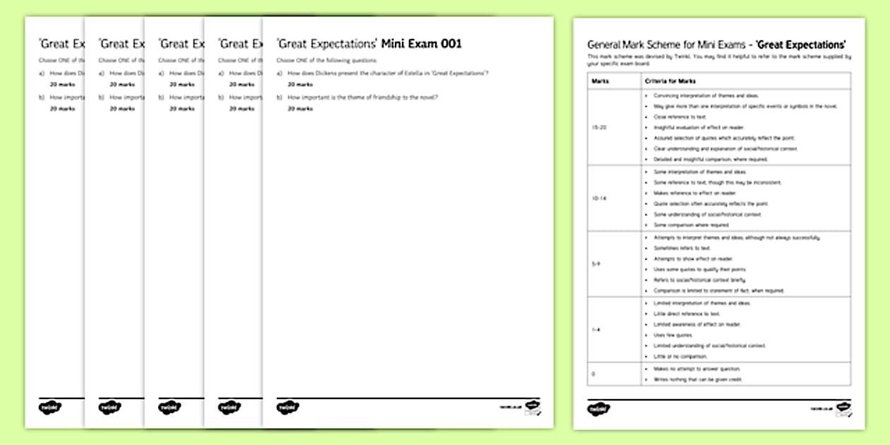 GCSE Great Expectations Mini Exam Pack (teacher made)