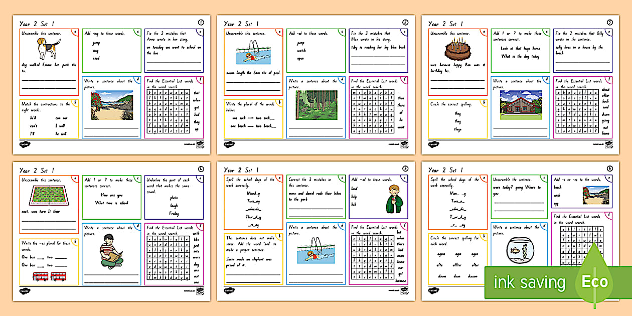 NZ Year 2 Spelling, Punctuation and Grammar Activity Mats