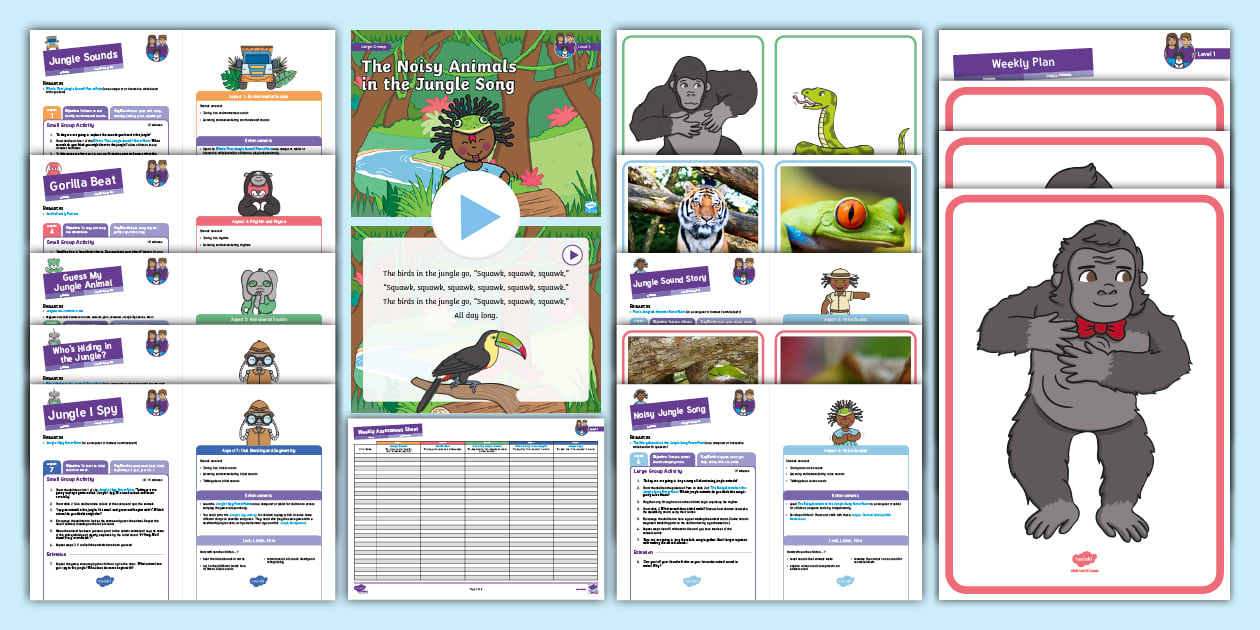 Phonics Level 1 Week 20 - Jungle Animals - Twinkl