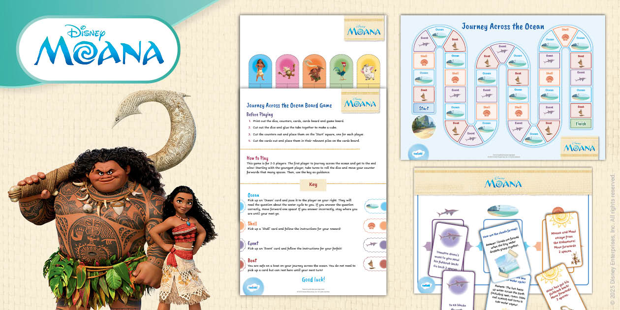 Moana: Journey Across the Ocean Board Game (teacher made)