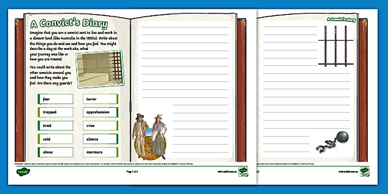 * NEW * Diary of a Convict Writing Template (teacher made)