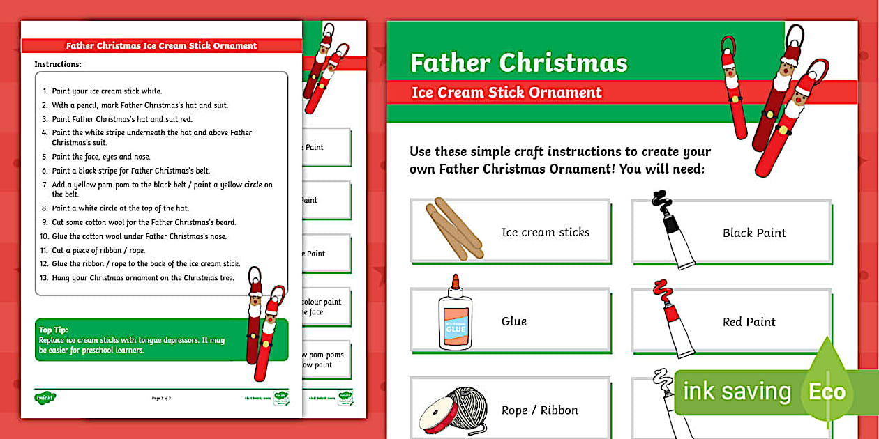 Father Christmas Ice Cream Stick Craft (teacher made)