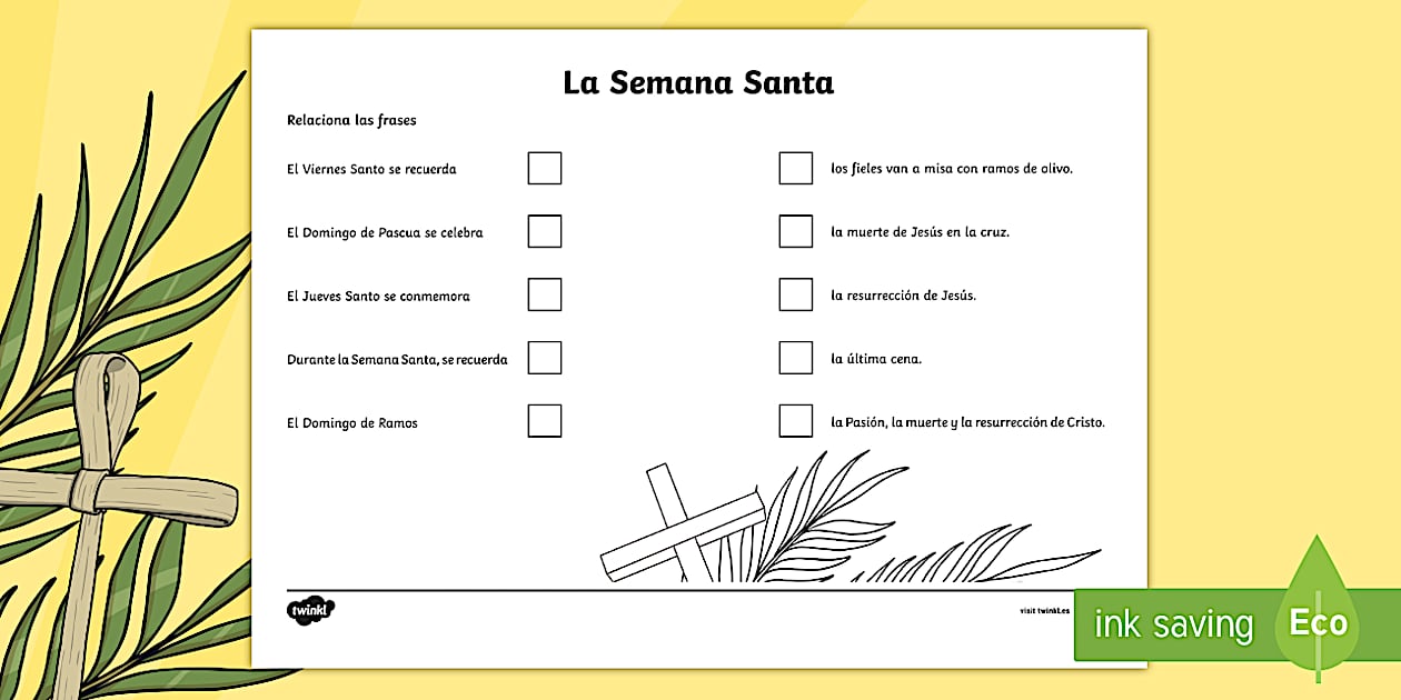 Ficha de actividad: Relaciona las frases - Semana Santa