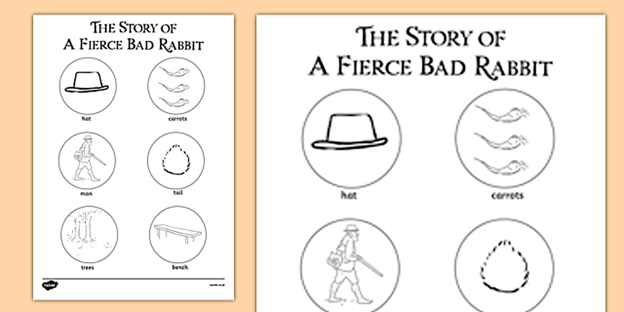 Editable Beatrix Potter - The Story of a Fierce Bad Rabbit Words Colouring