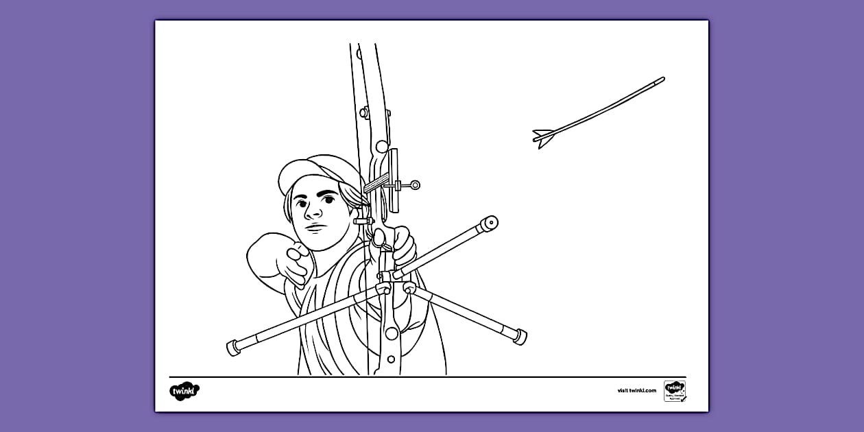 Summer Games Archer Colouring Sheet (Teacher-Made) - Twinkl