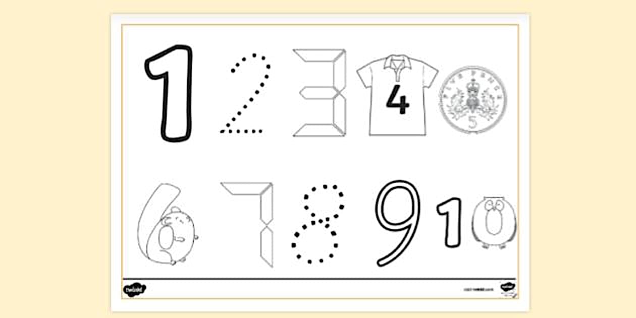 Number Colouring Page 1 to 10 | Number Formation Colouring