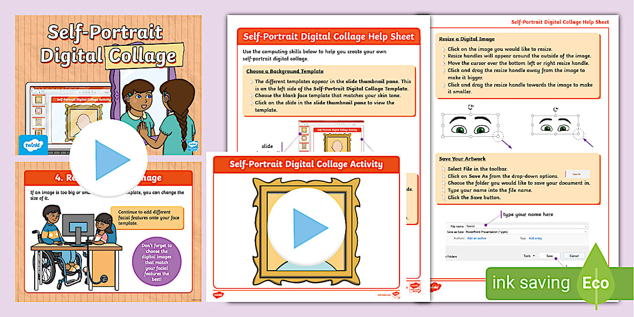 KS1 Self-Portrait Digital Collage Activity Pack - Computing