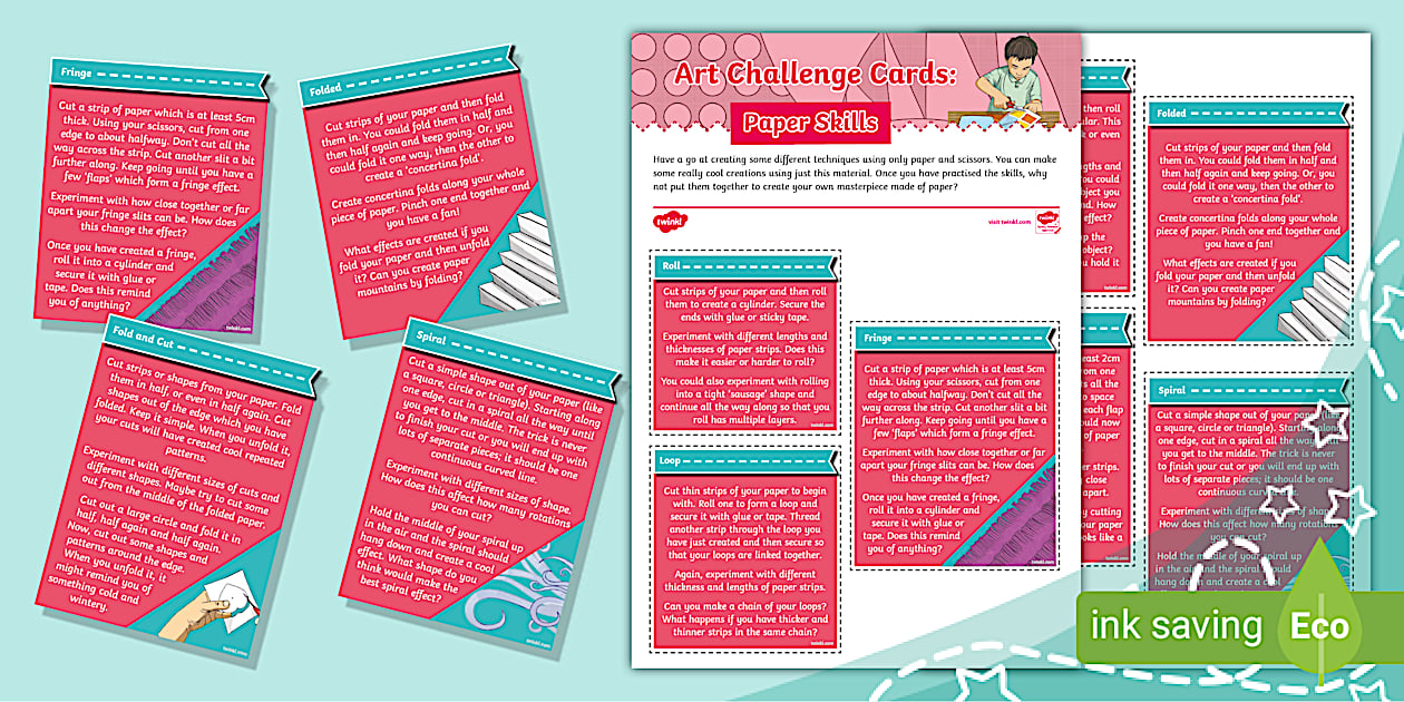 Art Challenge Cards: Paper Skills (teacher made) - Twinkl