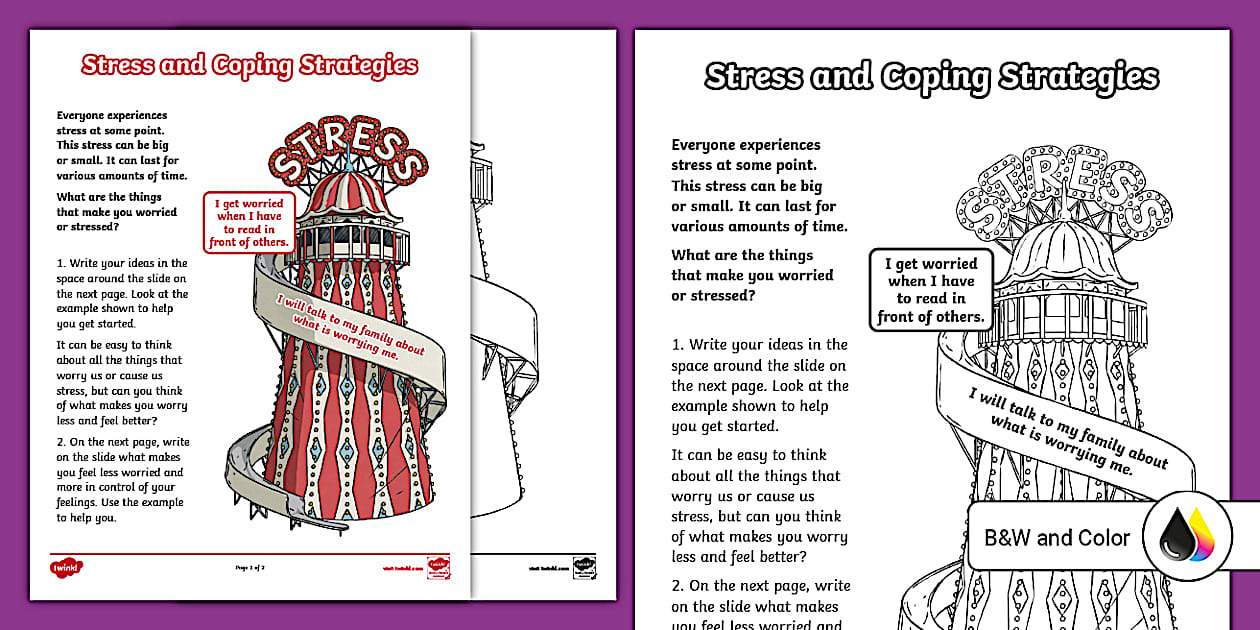 Stress and Coping Strategies SEL Worksheet for 3rd-5th Grade