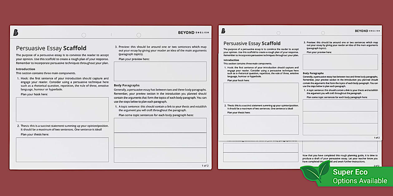 Persuasive Essay Scaffold (teacher made) - Twinkl