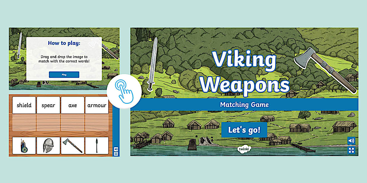 * NEW * Viking Weapons Interactive Matching Game - Twinkl