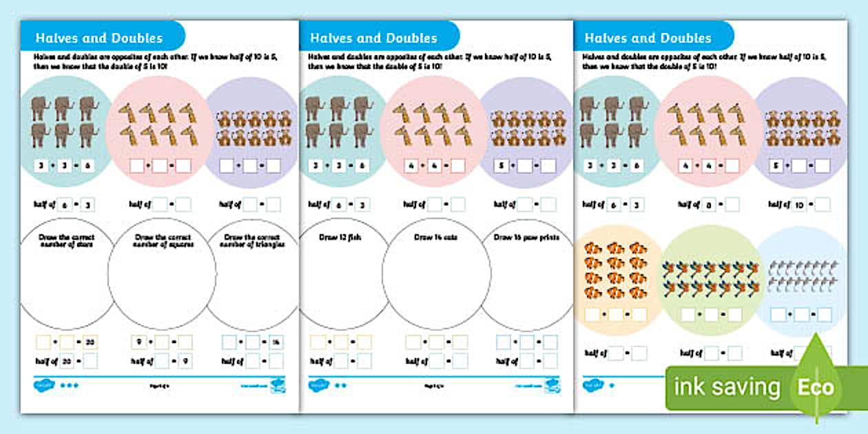 Doubling and Halving Worksheets | Maths - Resources - Twinkl