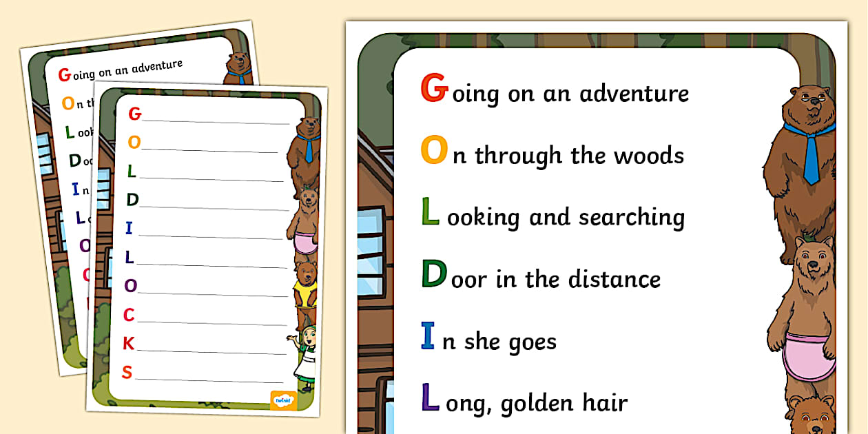 Goldilocks Acrostic Poem Example (teacher made) - Twinkl