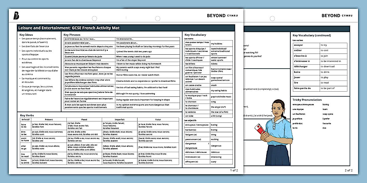Leisure and Entertainment : GCSE French Activity Mat