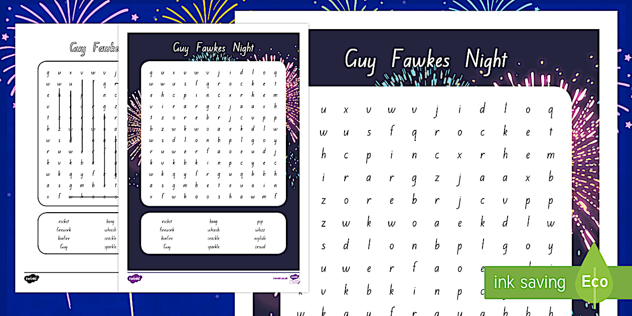 Guy Fawkes Night Word Search (teacher made) - Twinkl