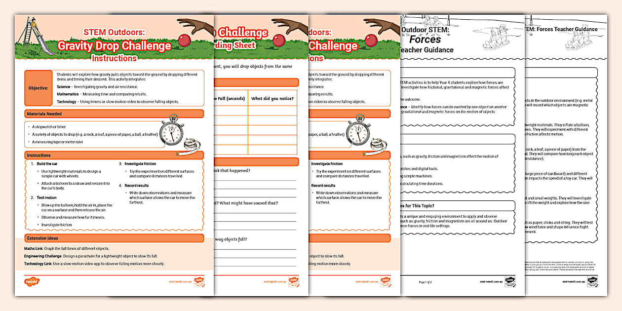 STEM Outdoors: Gravity Drop Challenge (teacher made)