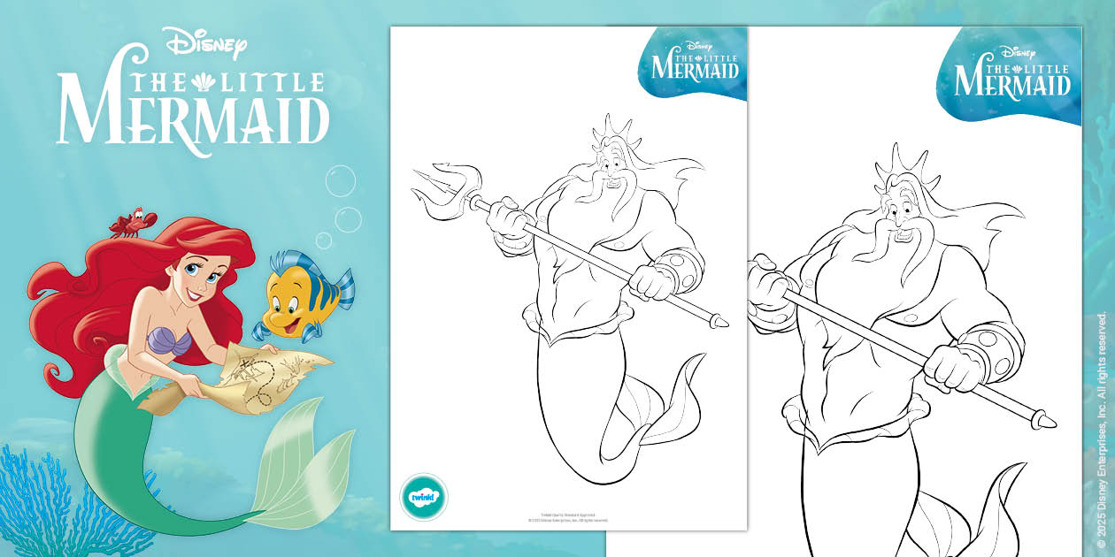The Little Mermaid: King Triton Colouring Page