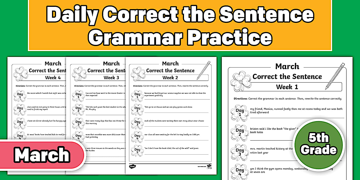 Fifth March Daily Correct the Sentence Grammar Practice