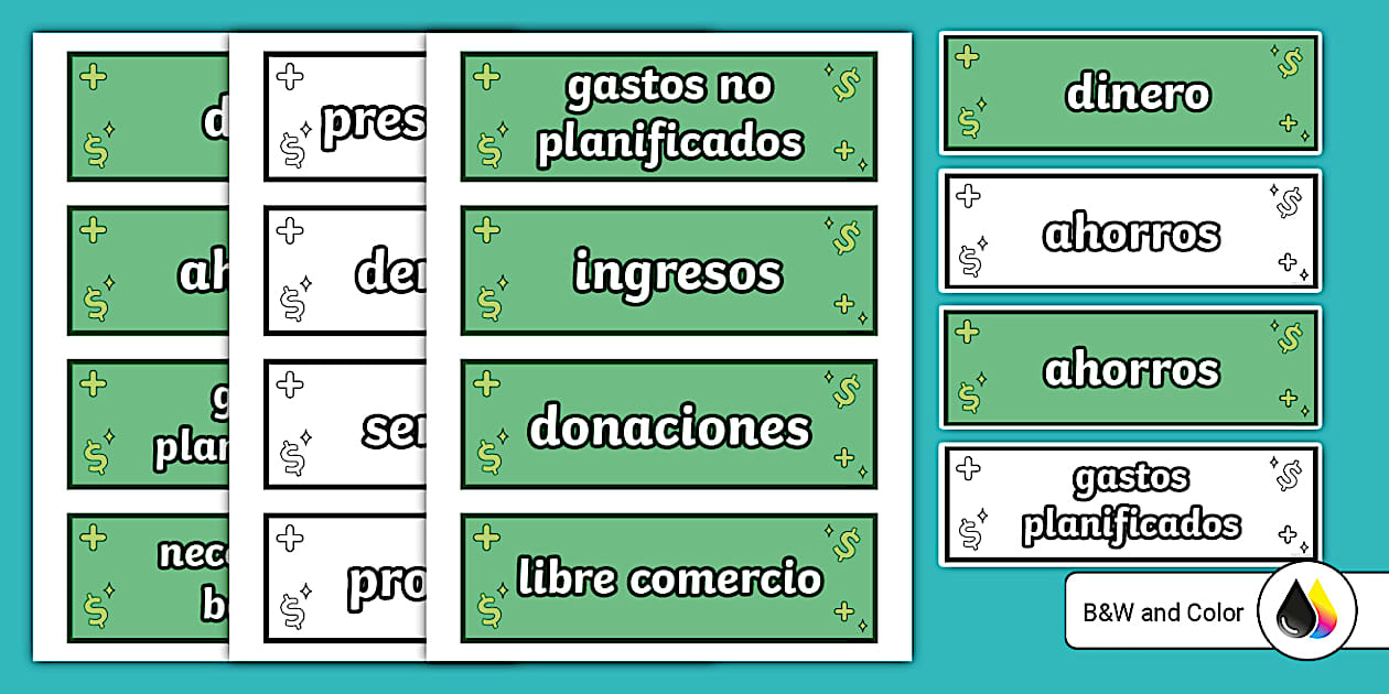 * NEW * Tarjetas de vocabulario: Educación financiera