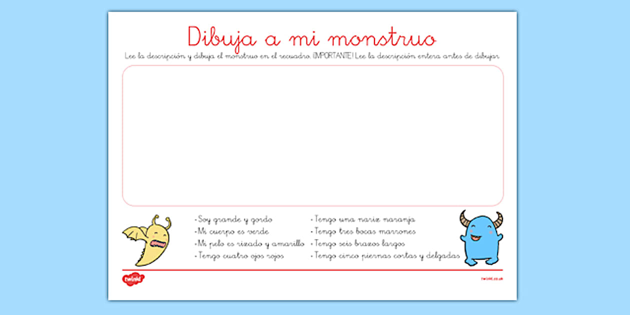 Ficha de actividad: Dibuja a mi monstruo