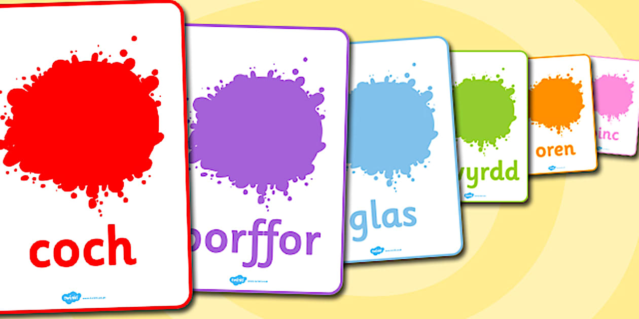 Colours Posters Welsh (teacher made) - Twinkl