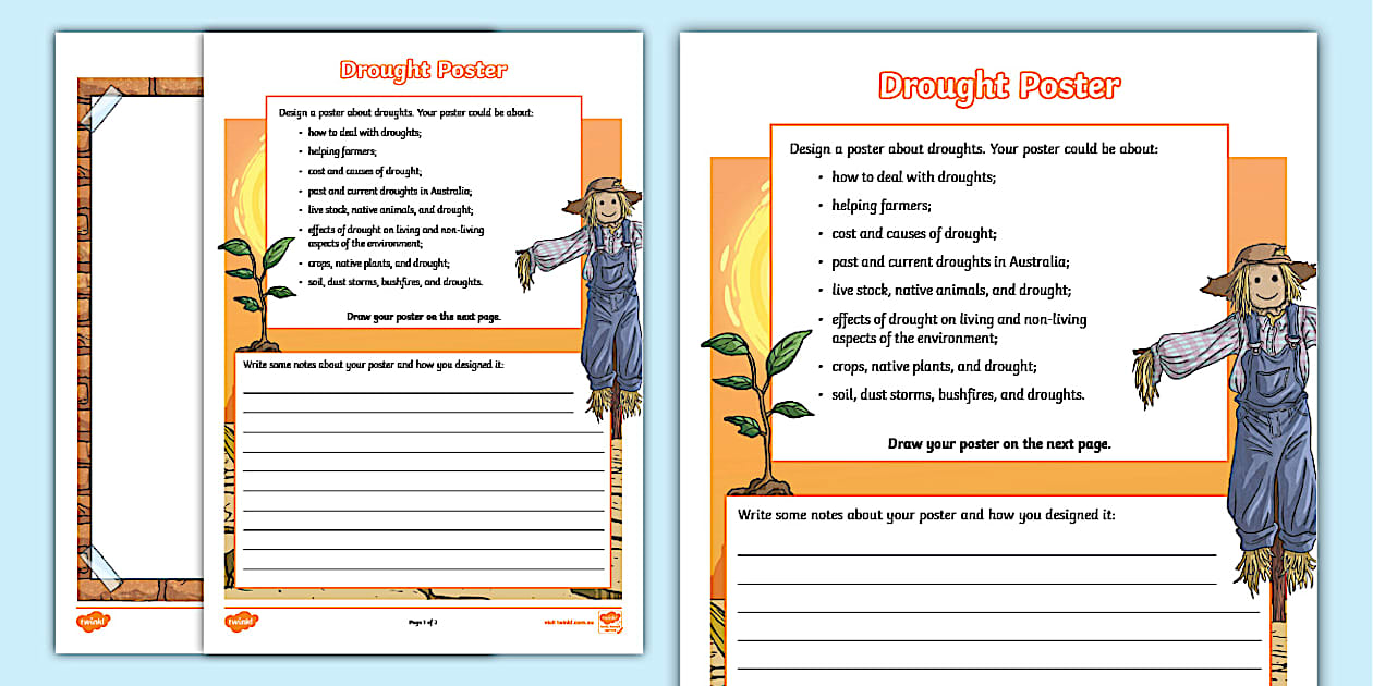 Drought Poster Worksheet (teacher made) - Twinkl