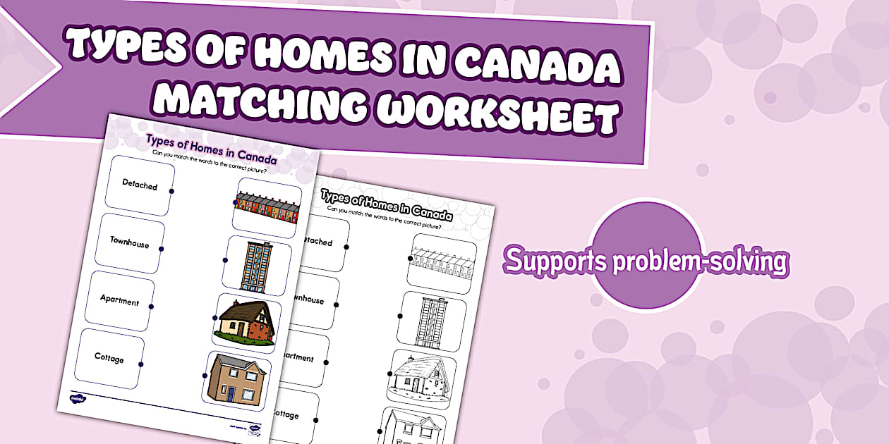 Types of Homes in Canada Matching Worksheet