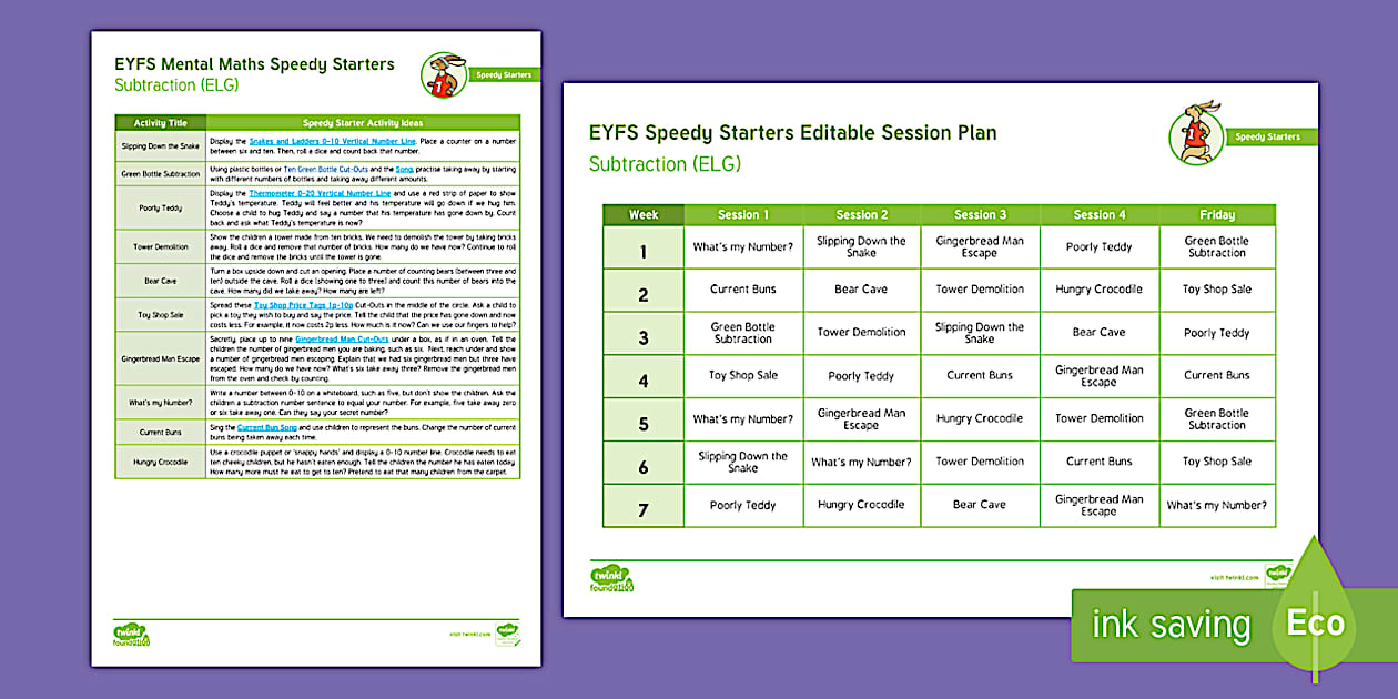 EYFS Maths Speedy Starters: Subtraction (ELG) (teacher made)