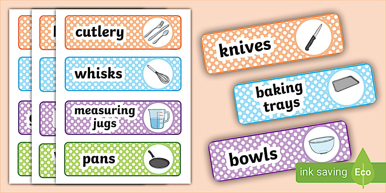 Cooking Labels of Utensils - Primary Resource for EYFS/KS1