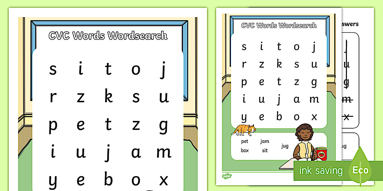 CVC Word Search - KS1 Resources (teacher made) - Twinkl