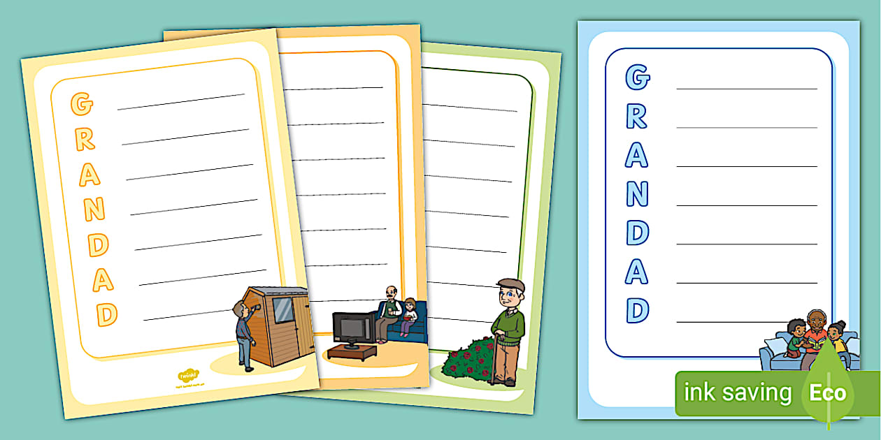 Grandad Acrostic Poem Writing Frames - Twinkl